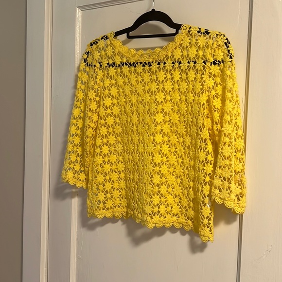 Gianni Bini | Sweaters | Yellow Gianni Bini Crochet Lace Sweater Small ...